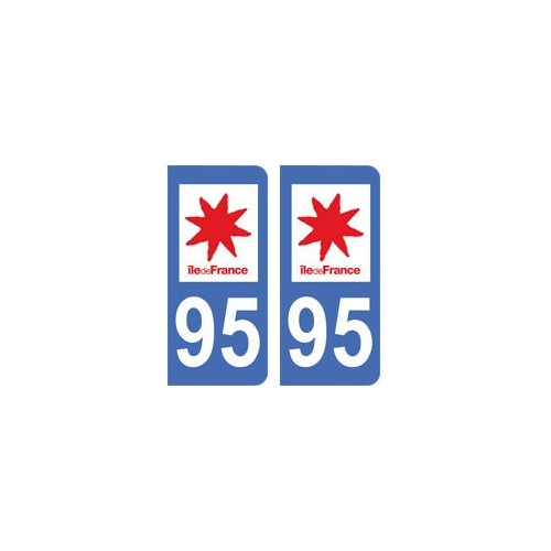 Autocollant 95 plaque immatriculation blason département 95 Val d'Oise