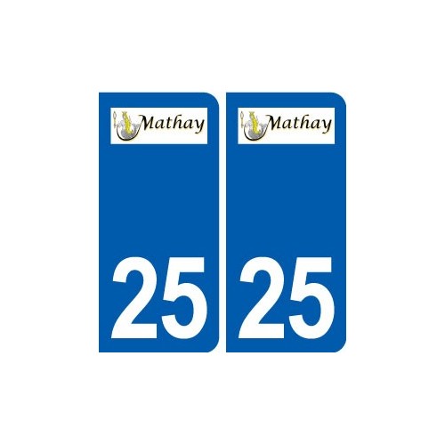 25 Mathay logo ville sticker autocollant plaque immatriculation département