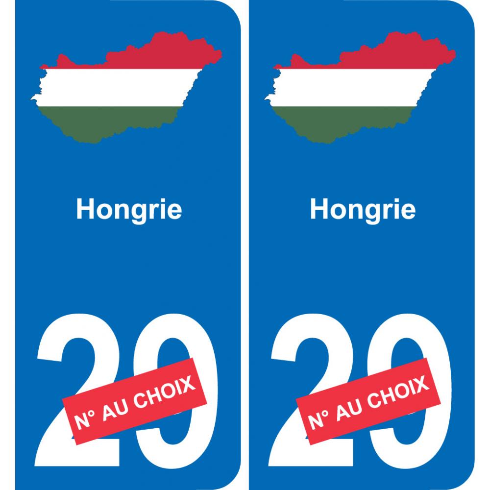 hongrie carte drapeau autocollant sticker plaque immatriculation auto ...