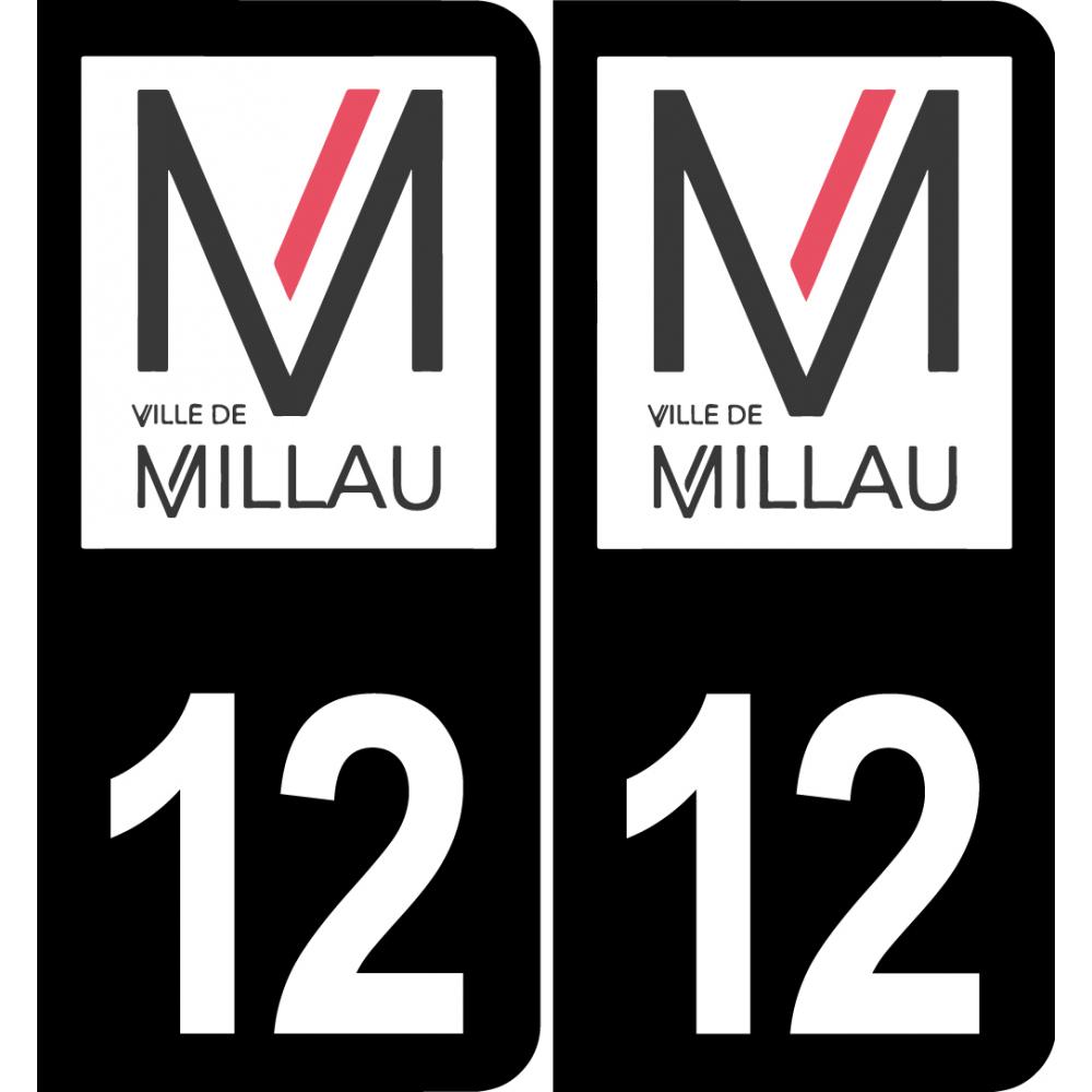 Autocollant plaque immatriculation blason département 12 Millau logo ...