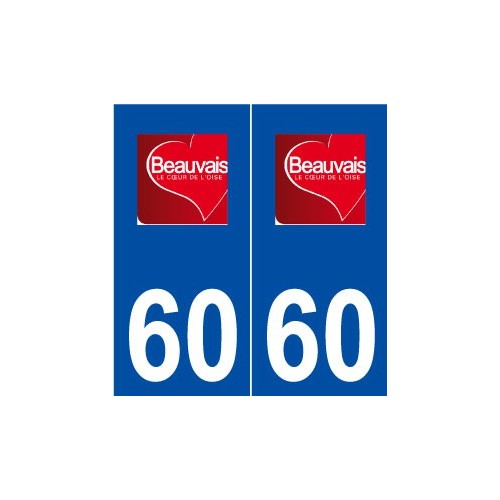 60 Beauvais logo autocollant plaque immatriculation stickers ville